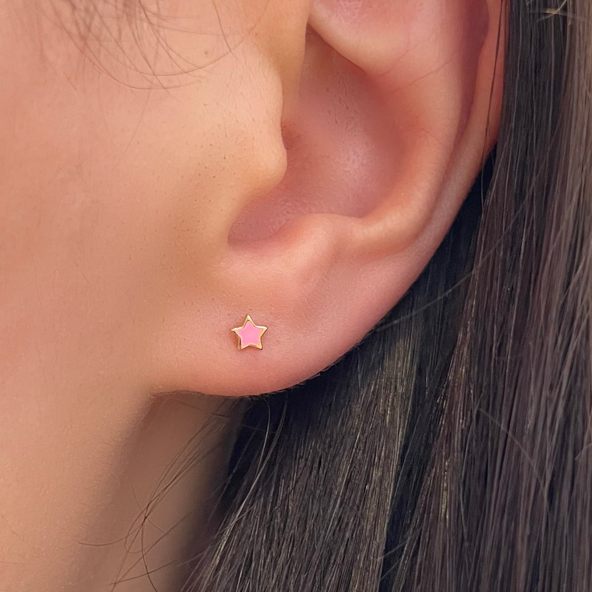 Pink Star Enamel Stud Earrings | LETRÉM