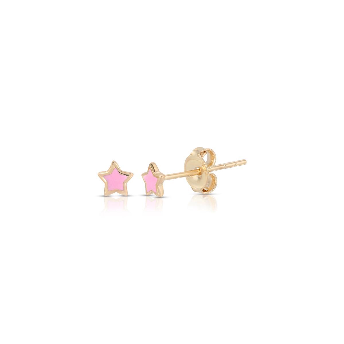Pink Star Enamel Stud Earrings | LETRÉM